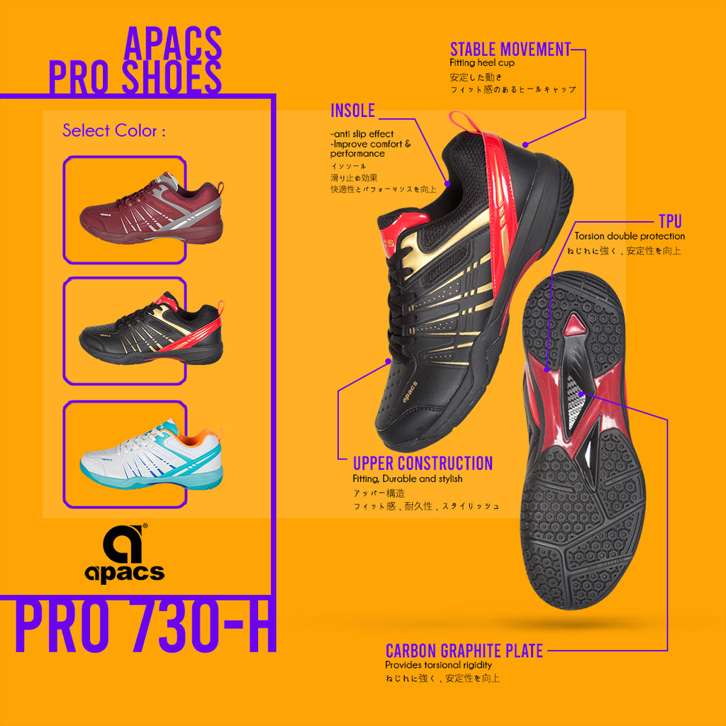 Apacs Pro 730 Shoe - Black/Gold/Red – Yehlex